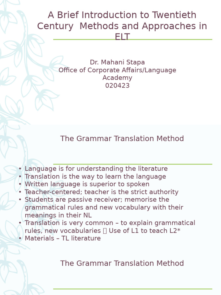 Lecture 2 - ELT Methods | PDF | Second Language | Translations