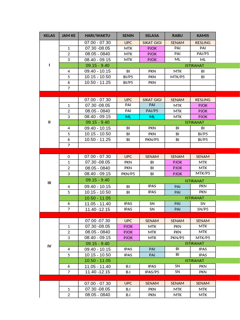 Jadwal Pelajaran Ikm 2025-2026 | PDF