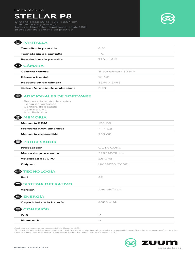 Ficha Tecnica Stellar p8 | PDF