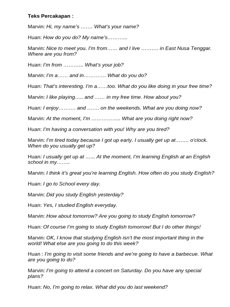 English Conversation Practice Dialogues | PDF