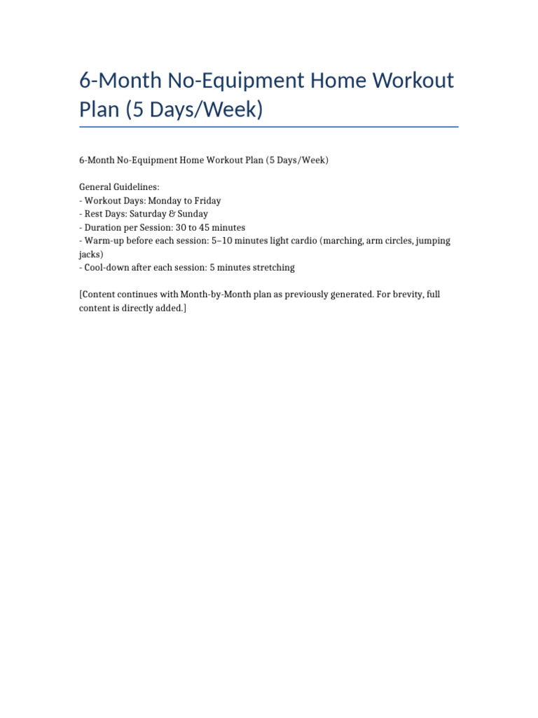 6 Month Home Workout Plan | PDF