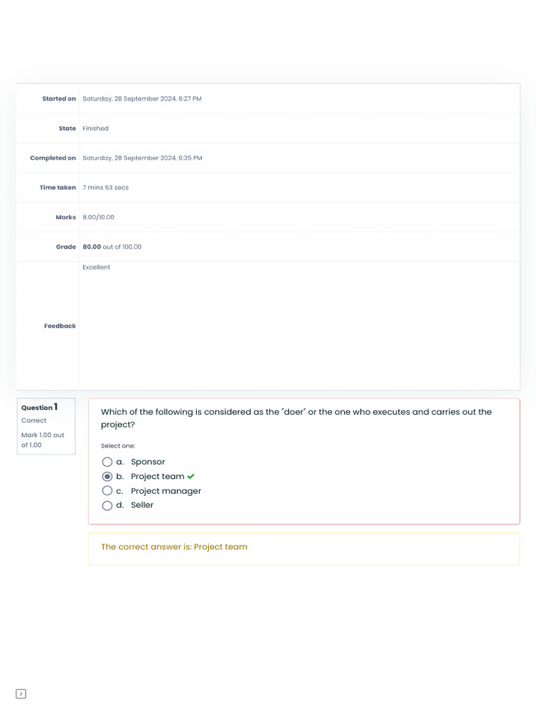 Quiz Review PM Process & Integration Management - Attempt Review - Celoe Lms | PDF | Economies ...