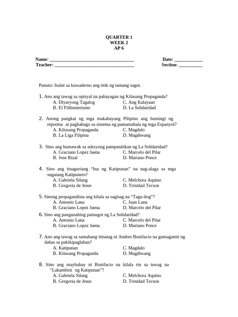 Ap Sum Test Week 2 | PDF