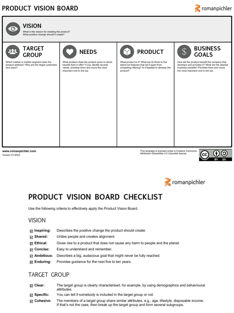 Product Vision Board With Checklist | PDF | Target Audience | Business
