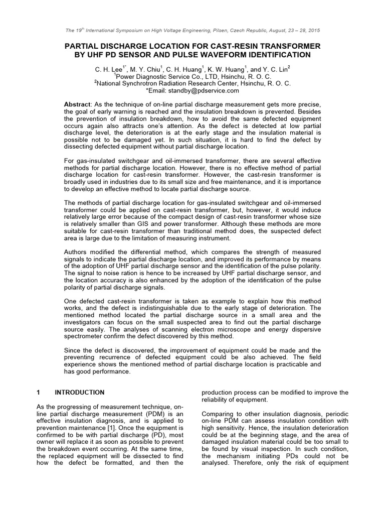 Partial Discharge Location For Cast-Resin Transformer by UHF PD Sensor and Pulse Waveform ...