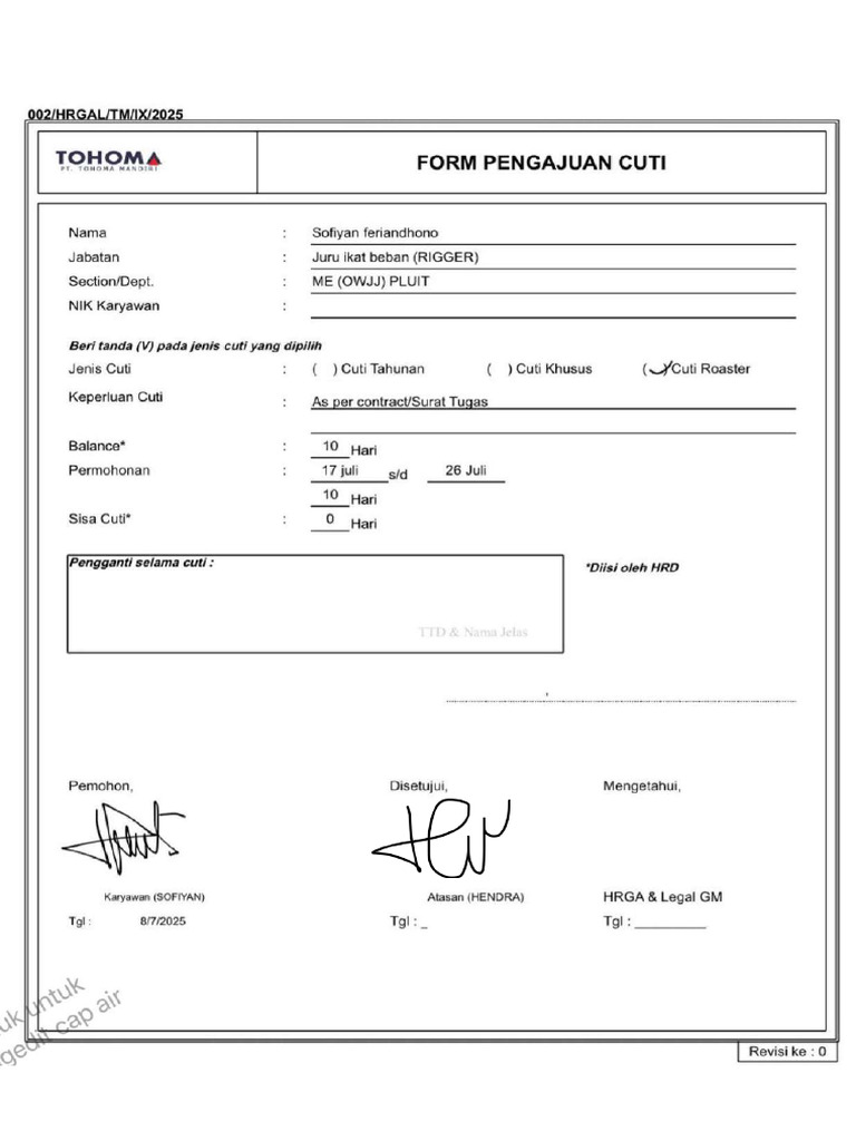 Form Cuti | PDF