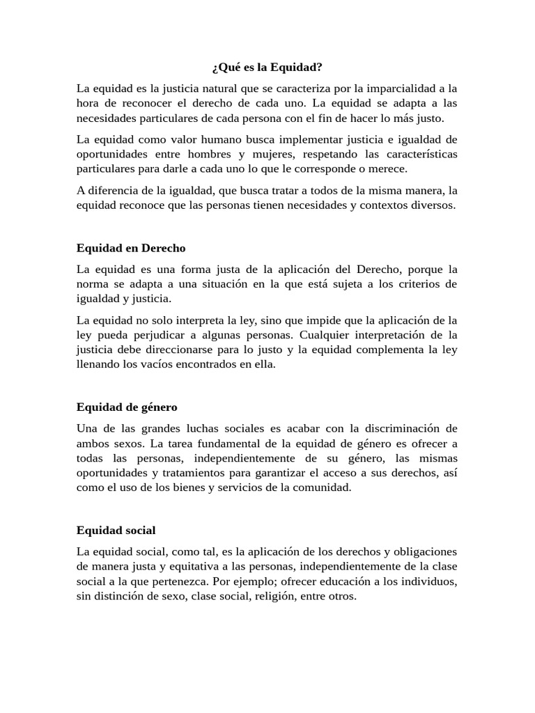Definición y Tipos de Equidad | PDF