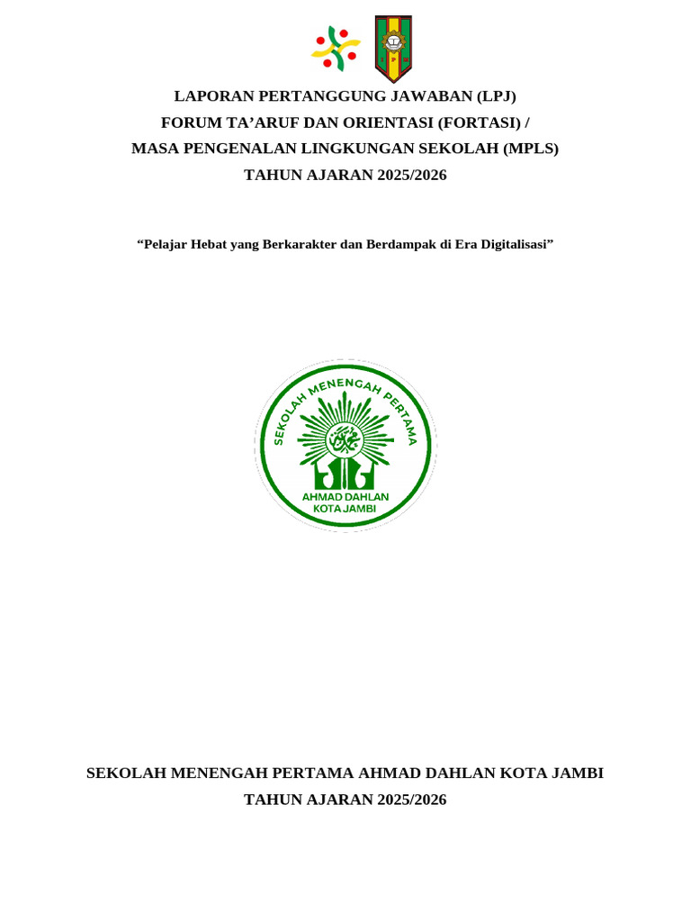 LPJ Fortasi SMP Ahmad Dahlan 2025/2026 | PDF