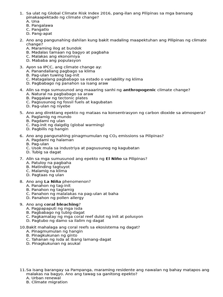 Climate Change Quiz | PDF
