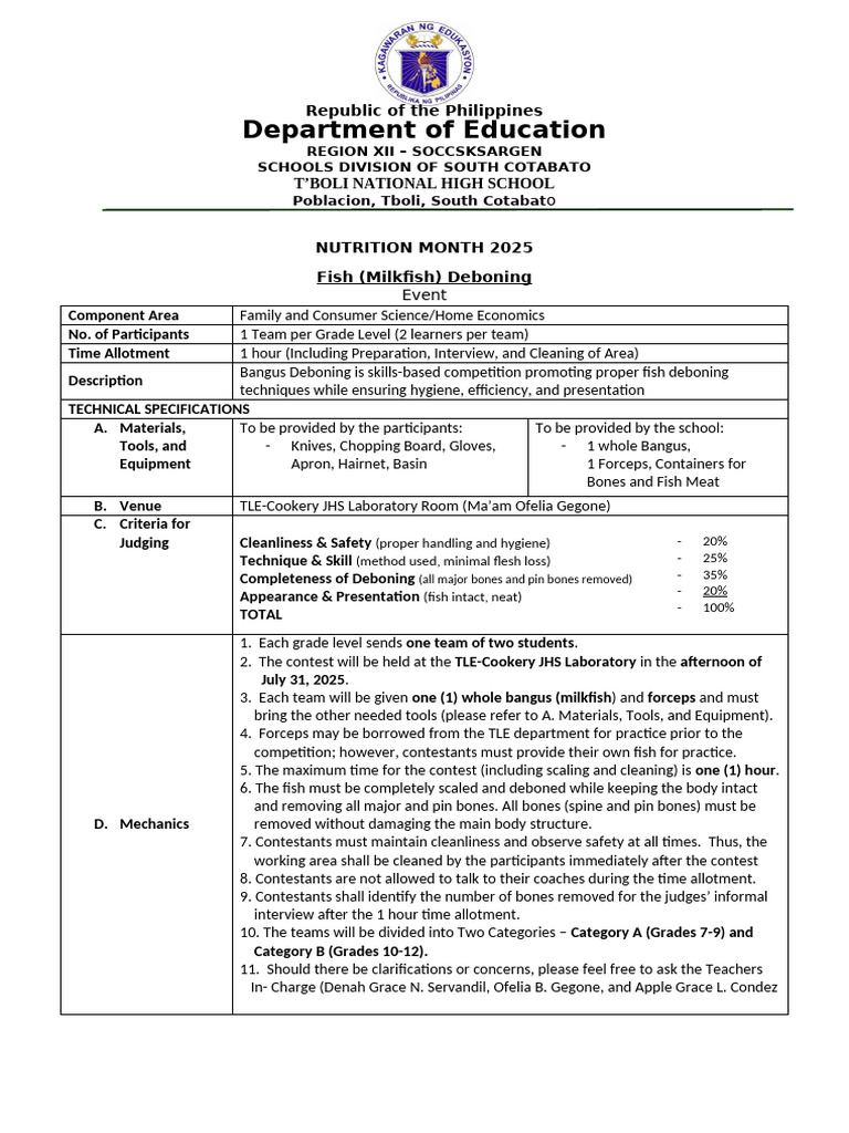 Fish Deboning Guidelines | PDF