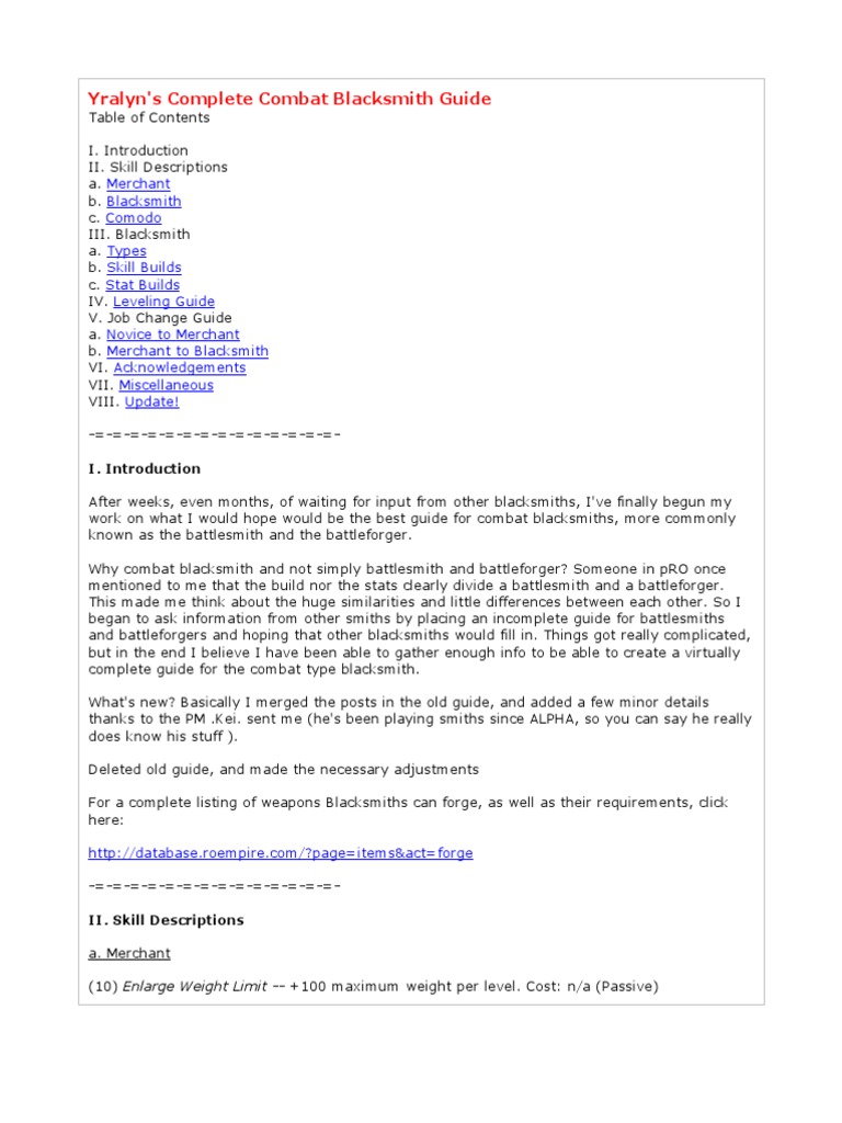 Yralyn S Complete Combat Blacksmith Guide | PDF | Blacksmith | Forge