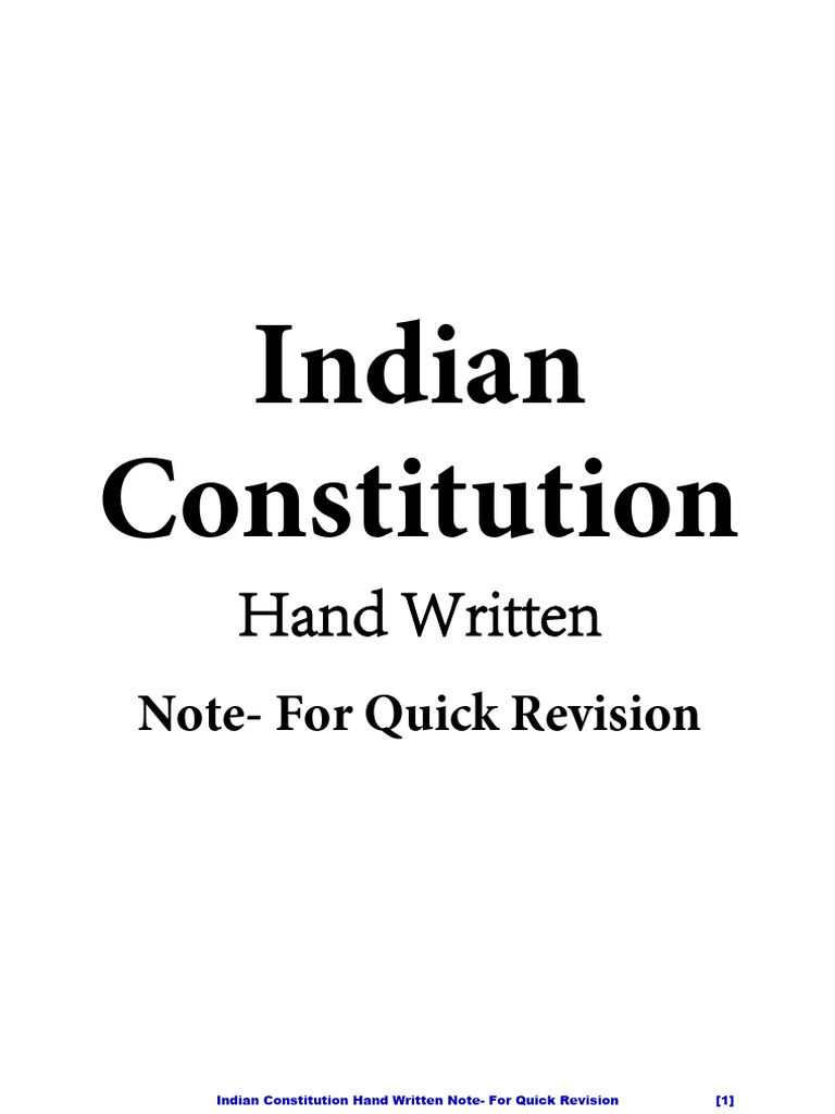 Indian Constitution Hand Written Note For Quick Revision DEMO | PDF
