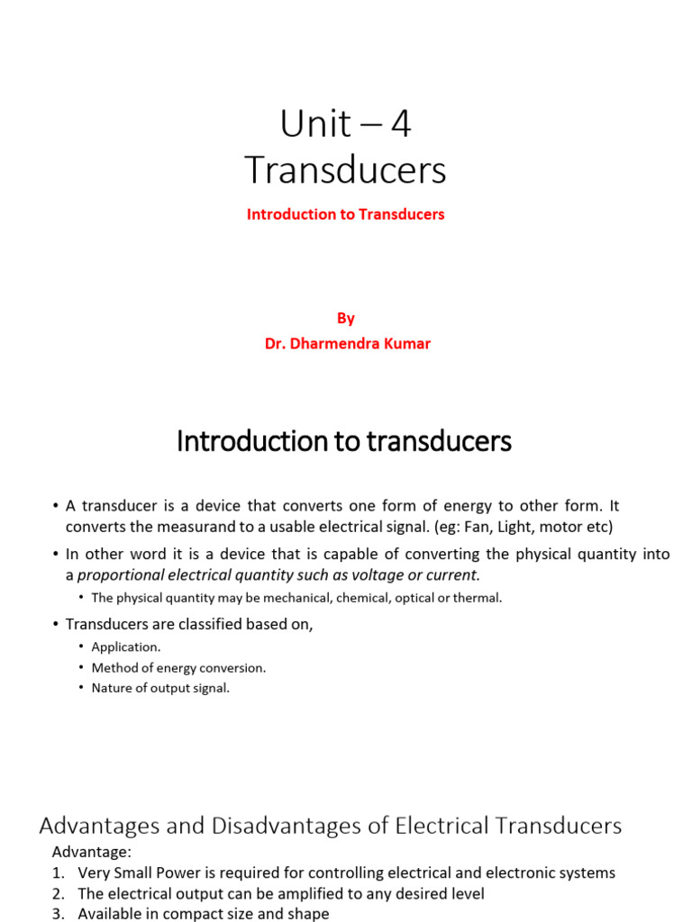 Unit 4 Intro To Transducers | PDF | Electricity | Electromagnetism