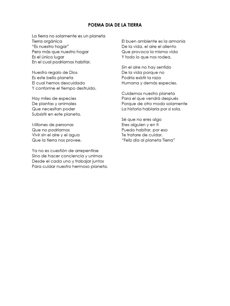 Poema Dia de La Tierra | PDF