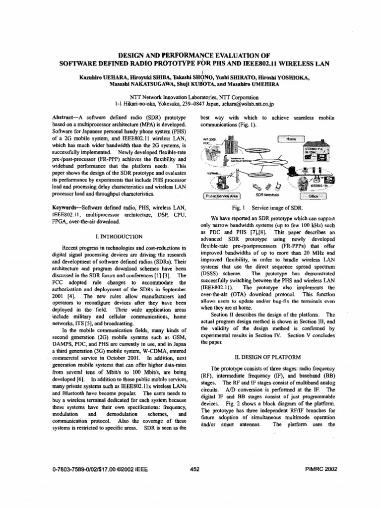 Design and Performance Evaluation of Software Defined Radio Prototype For PHS and IEEE 802.11 ...