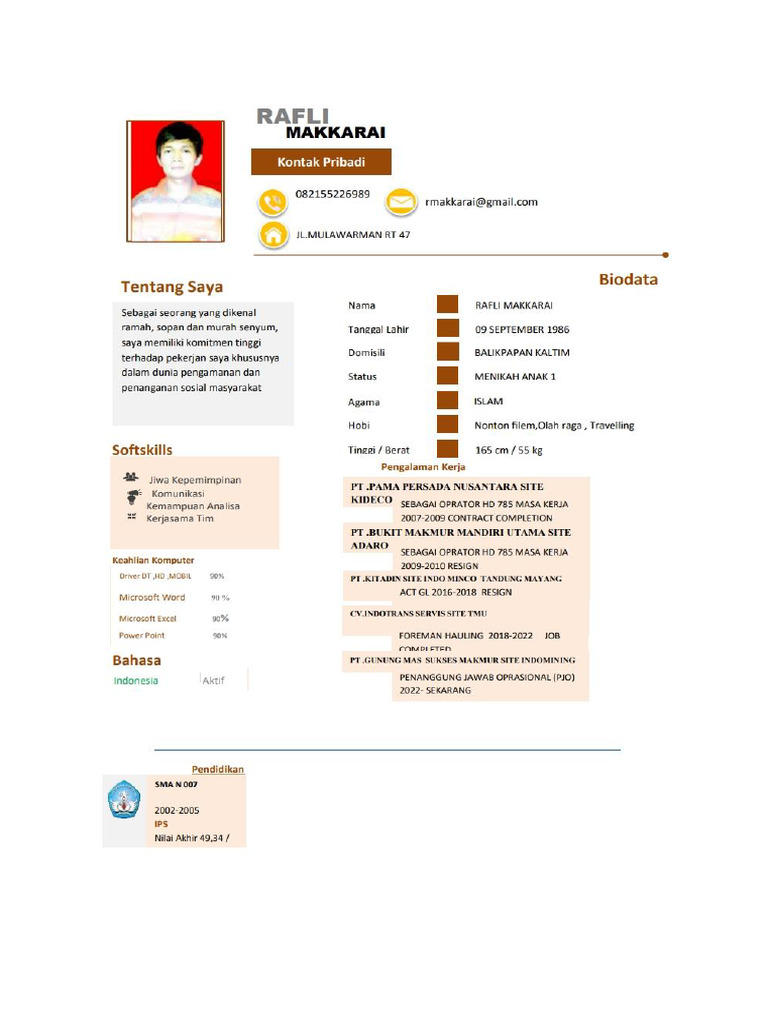 CV - Rafli Makkarai | PDF