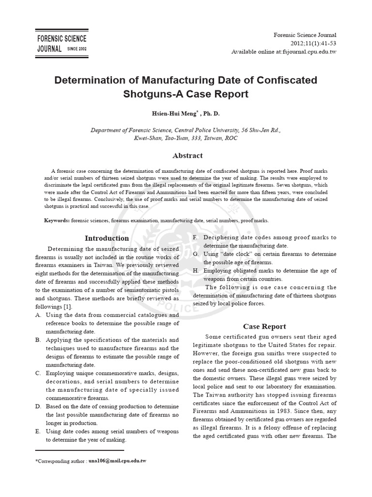 Forensic Science, Firearms Examination, Shotgun Dating | PDF | Shotgun ...