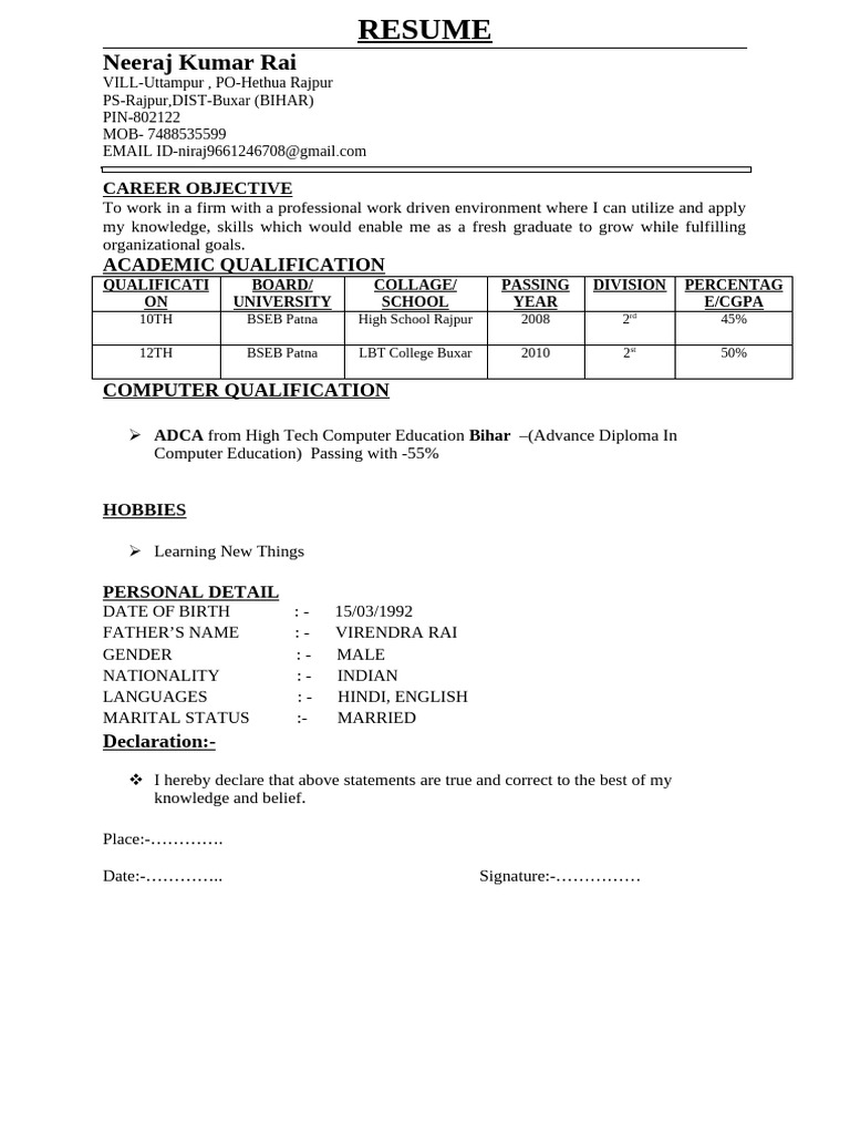 Niraj Resume | PDF