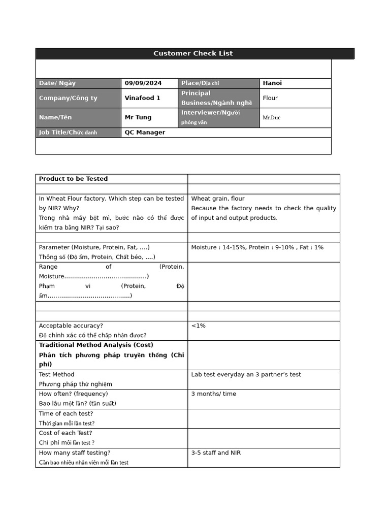 Customer Checklist R2 | PDF