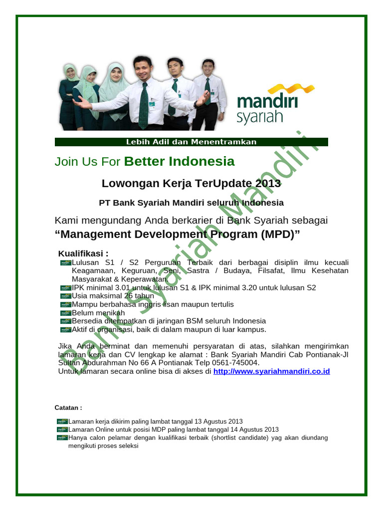 Lowongan Management Development Program BSM | PDF