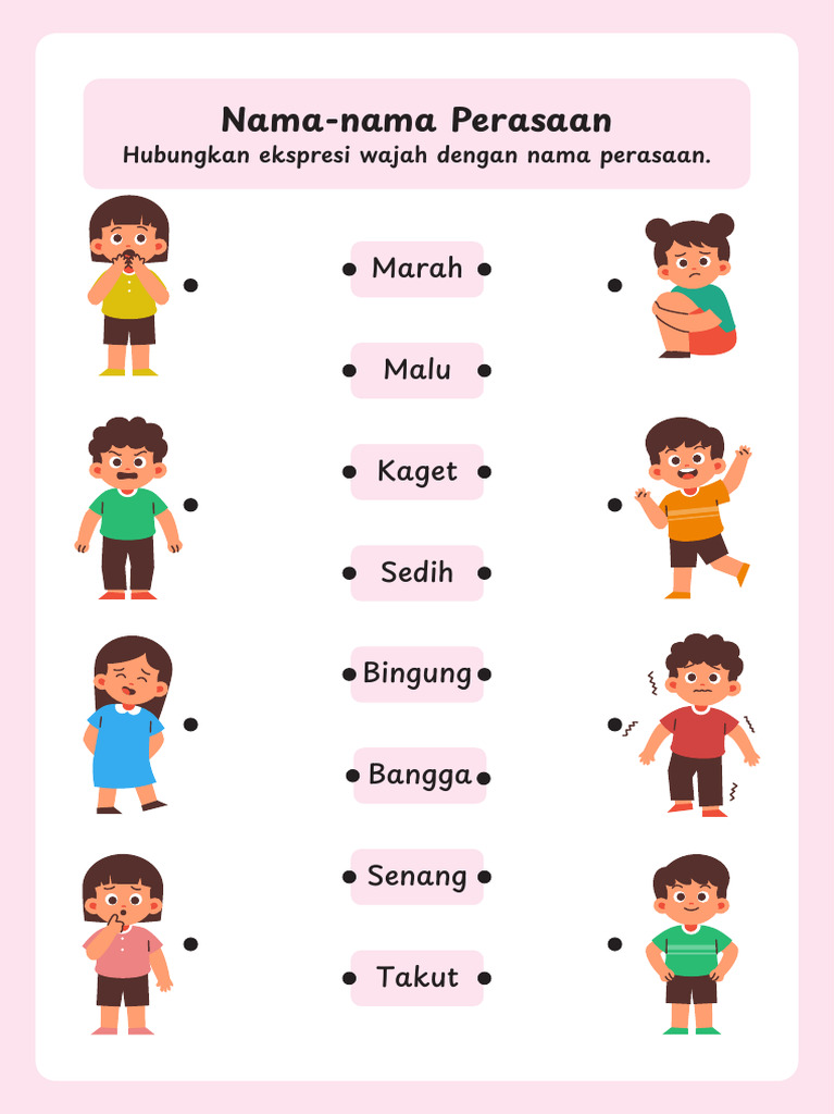 Mengenal Perasaan Lembar Kerja Peserta Didik Warna-Warni Lucu Dan ...
