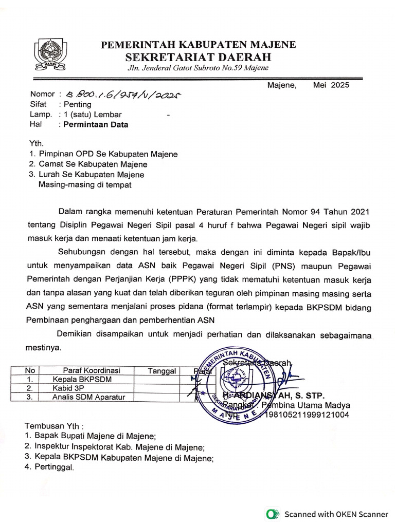 Permintaan Data ASN | PDF