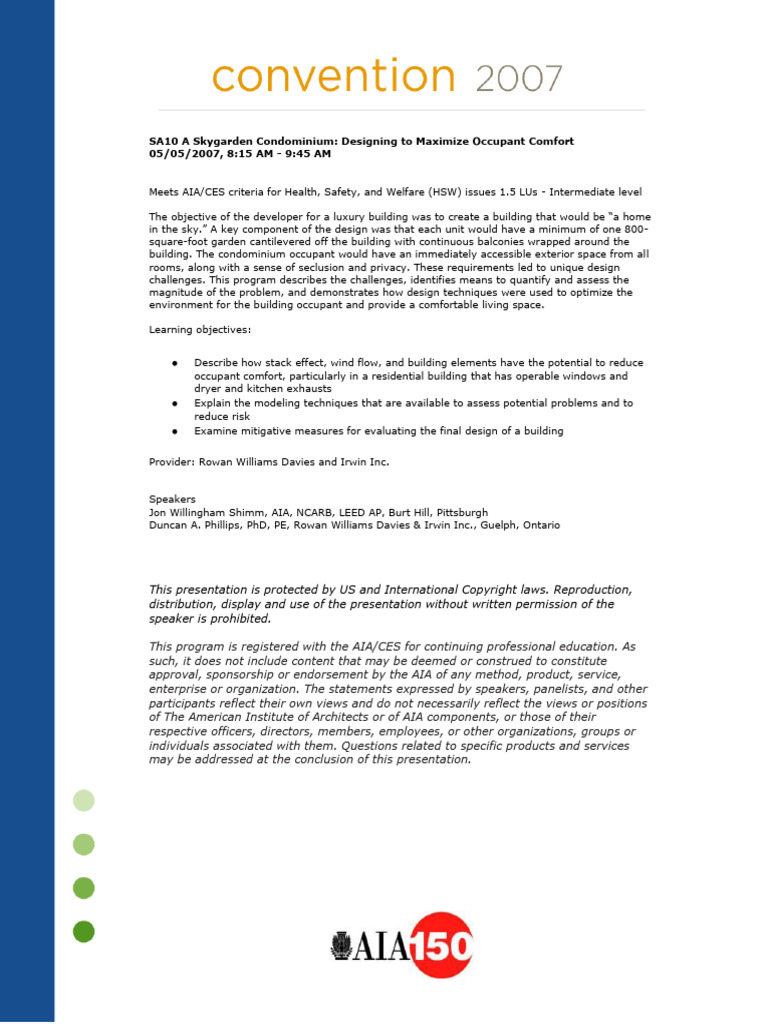 A Skygarden Condominium - Designing To Maximize Occupant Comfort | PDF ...