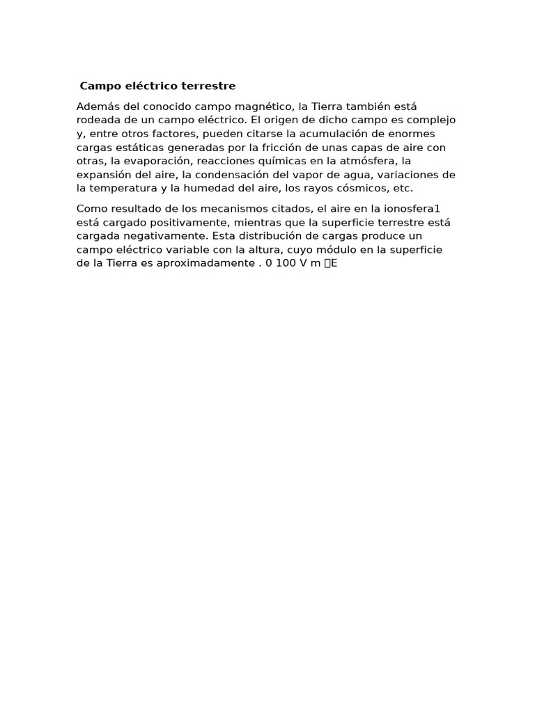 Campo Eléctrico de la Superficie Terrestre | PDF