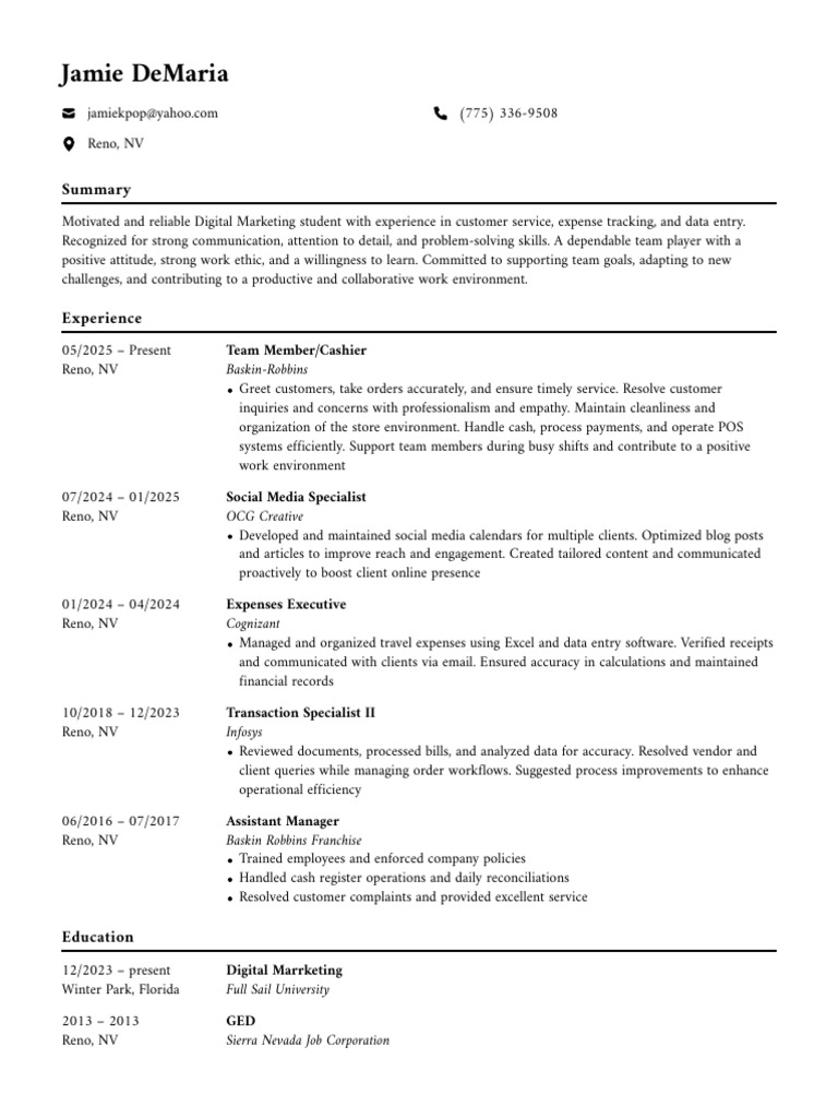 Jamie DeMaria: Digital Marketing Profile | PDF | Data | Point Of Sale
