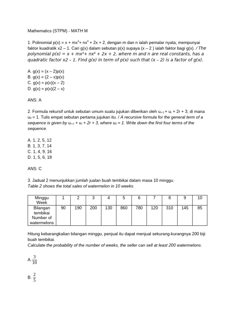 Maths STPM | PDF