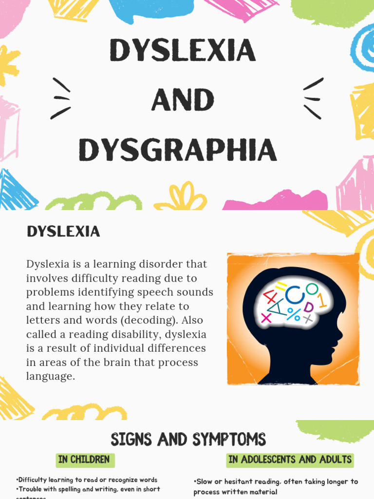 Dyslexia and Dysgraphia | PDF | Dyslexia | Learning Disability
