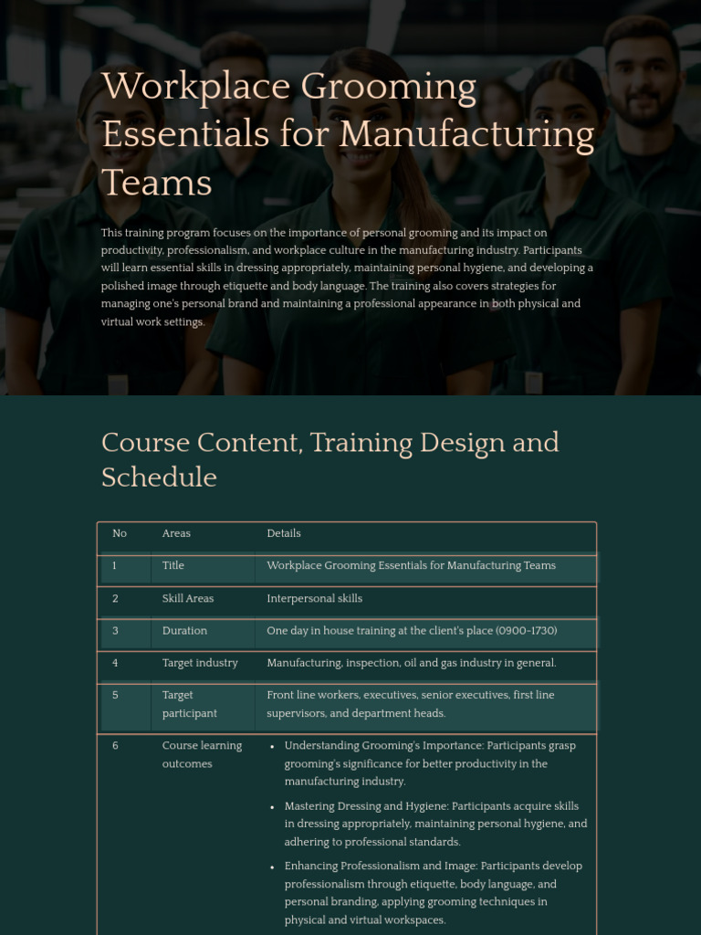 Workplace Grooming Essentials For Manufacturing Teams | PDF | Etiquette ...