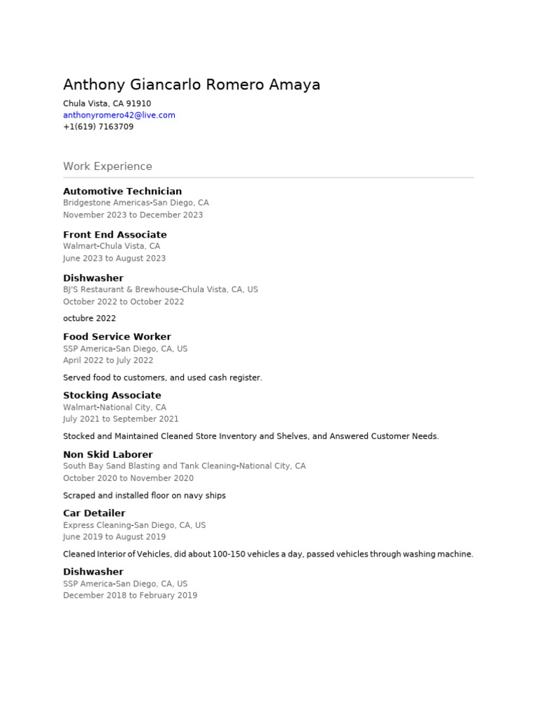 Car Detailer Resume Overview | PDF