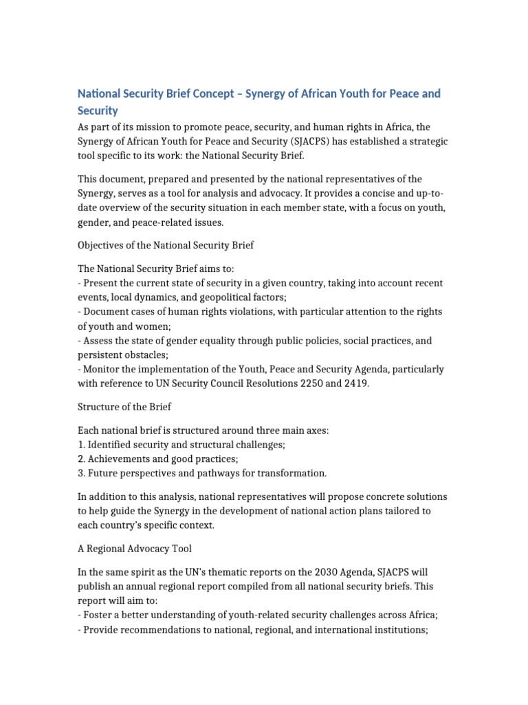 National Security Brief SJACPS | PDF
