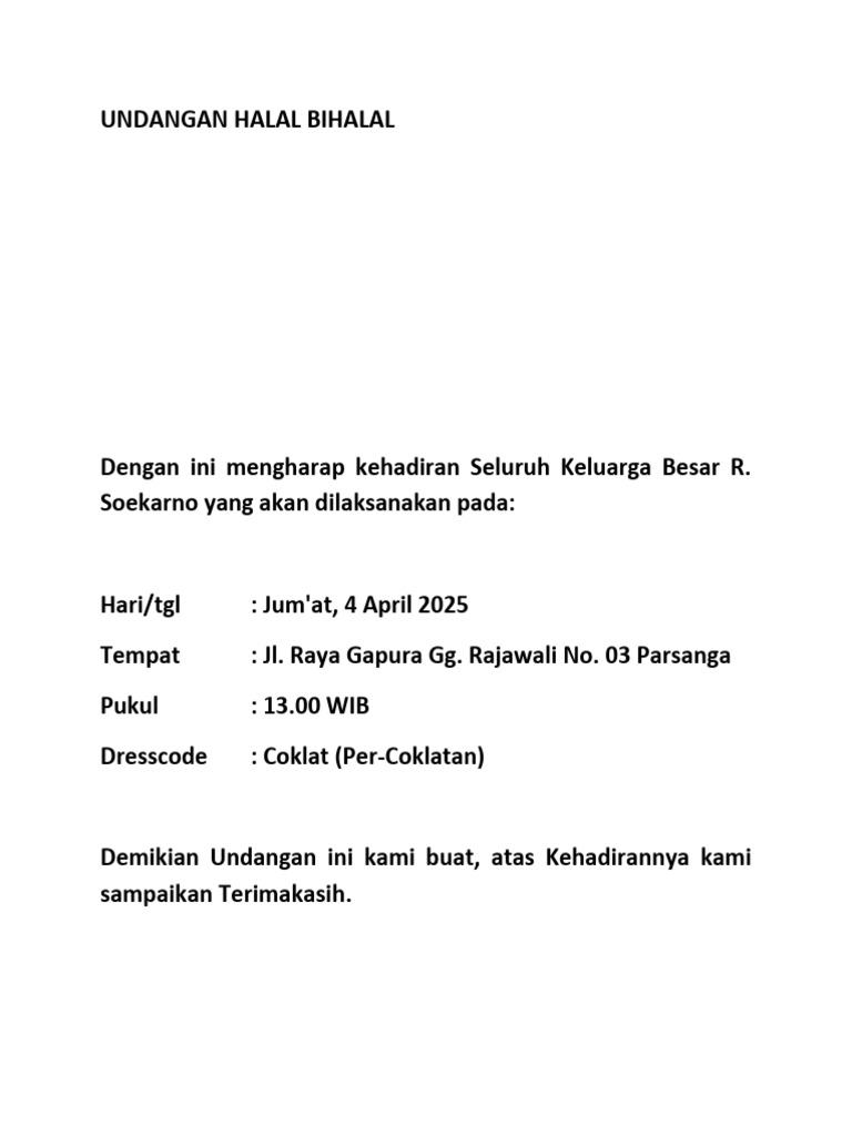 Undangan Halal Bihalal | PDF