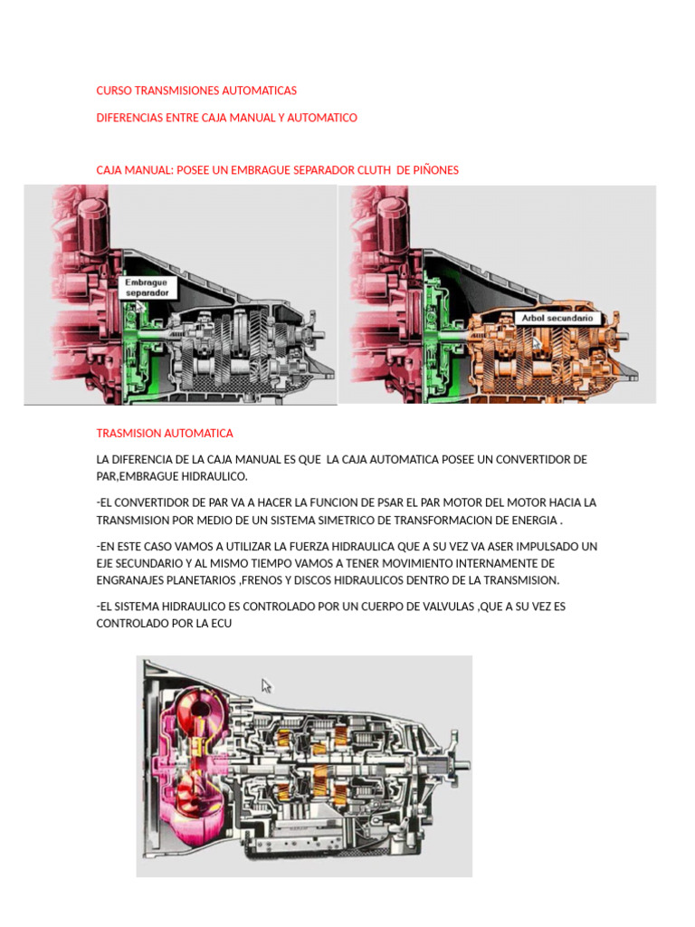 Curso Transmisiones Automaticas | PDF | Transmisión automática | Embrague