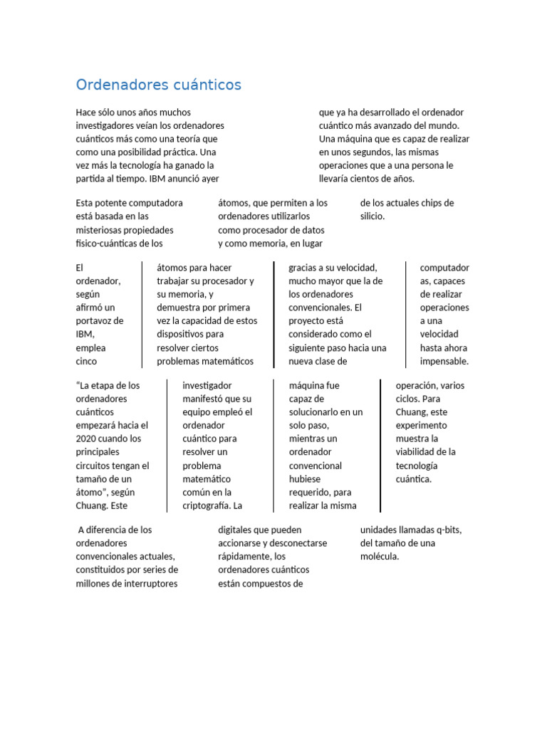 Ordenadores Cuánticos | PDF | Computación cuántica | Hardware de la computadora