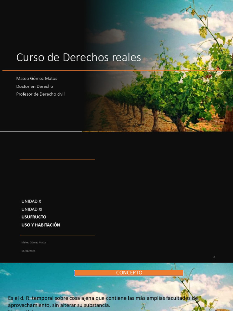 Usufructo, Uso y Habitación Presentación 2025 | PDF | Ley de Propiedad | Derecho privado