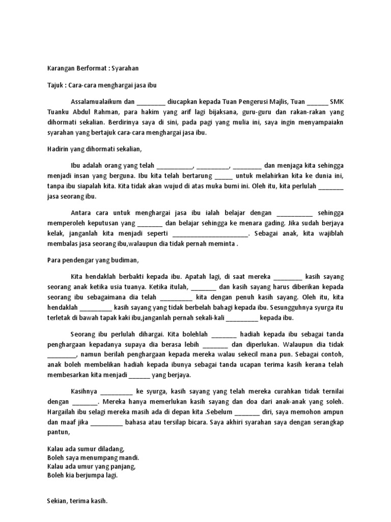 Karangan Berformat-Syarahan | PDF