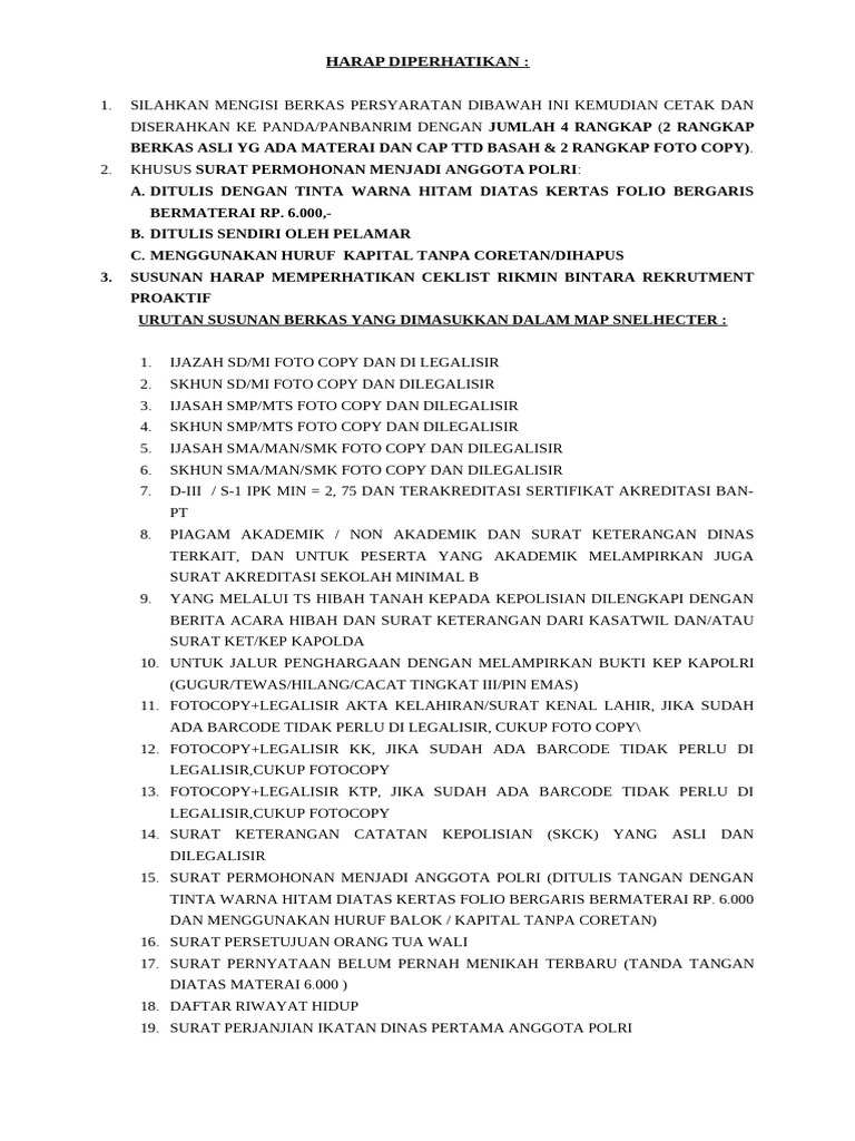 Susunan Berkas Administrasi Rekpro Polri T.A. 2021 | PDF