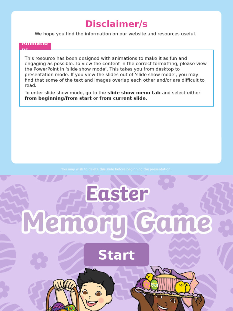 T PZ 1667305097 Fun Easter Memory Game Puzzle Powerpoint - Ver - 1 | PDF