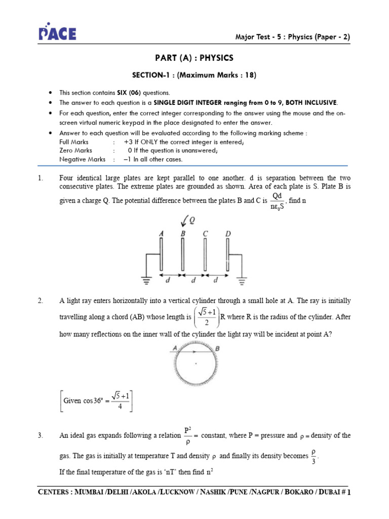 Physics (P-2) Question Paper (3 Files Merged) | PDF | Gases | Oscillation