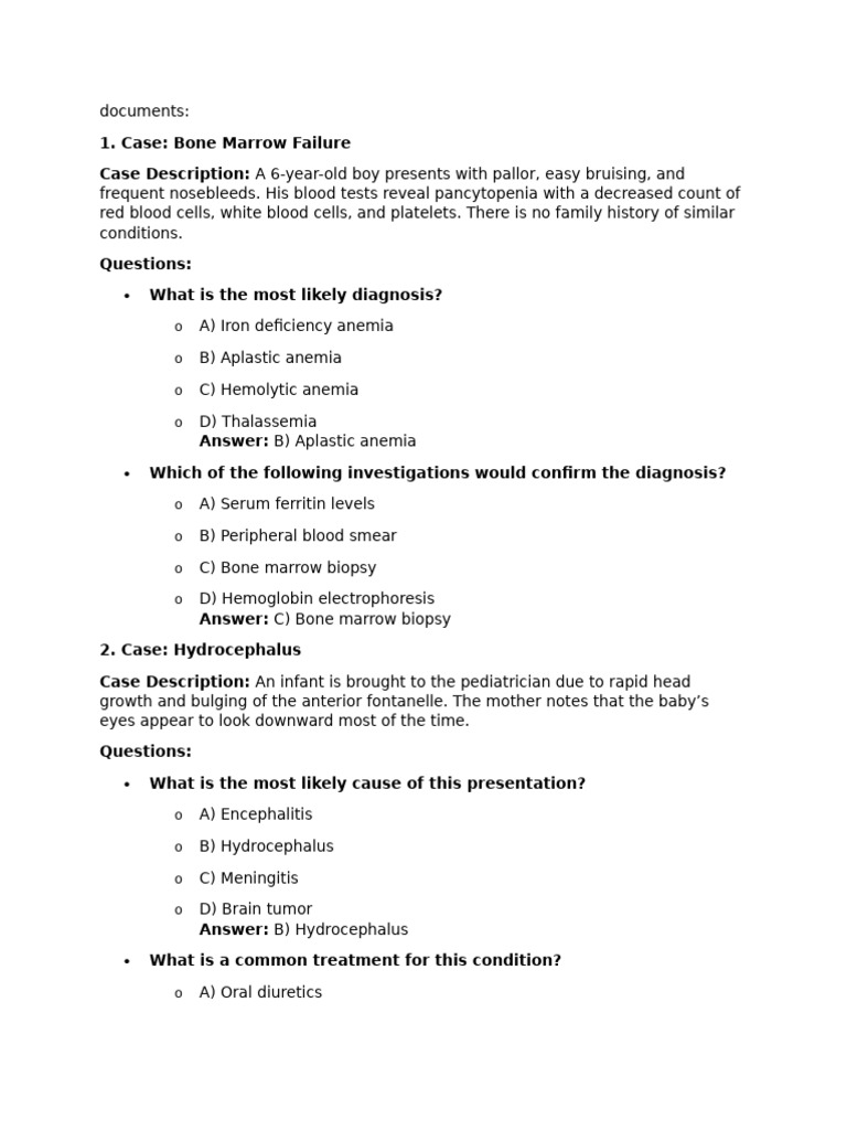 Pediatric Case Studies on Blood Disorders | PDF | Anemia | Bleeding