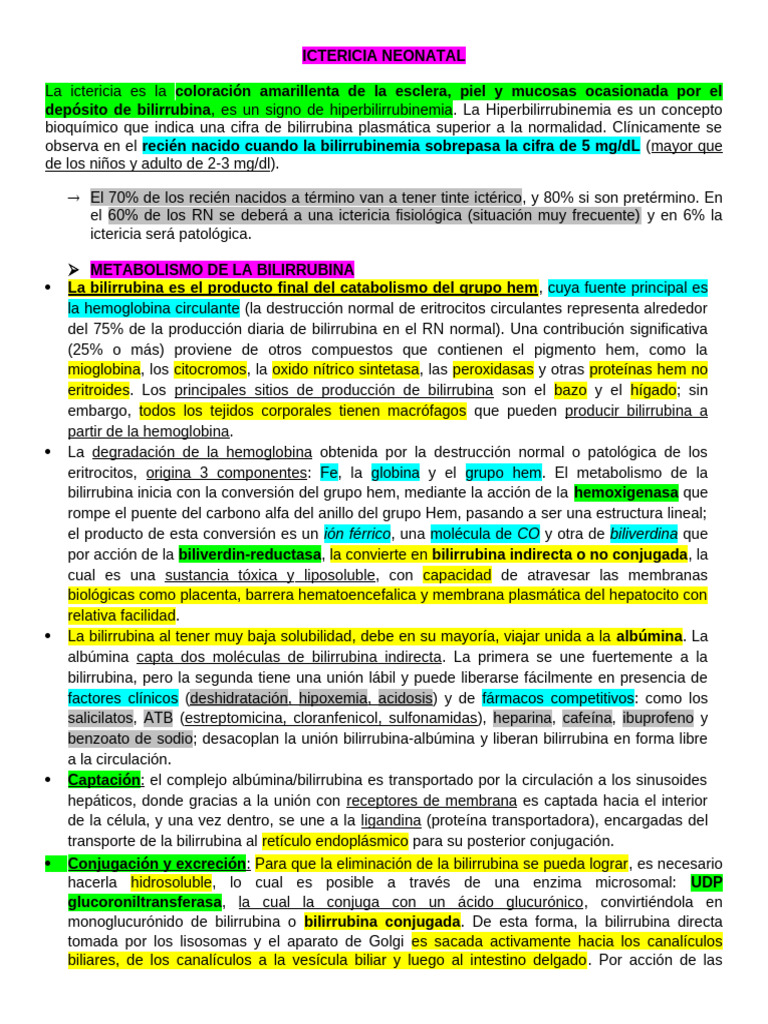 Ictericia Neonatal: Causas y Clasificación | PDF | Especialidades Medicas