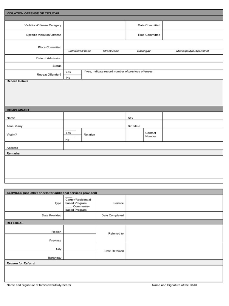 CICL/Car Violation Offense Report | PDF