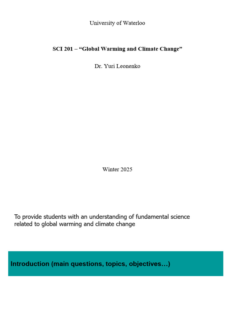 Global Warming Notes - Week 1 | PDF | Climate | Climate Change