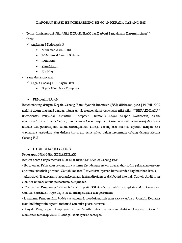 Laporan Benchmarking - Angkatan 4 Kelompok 3 | PDF