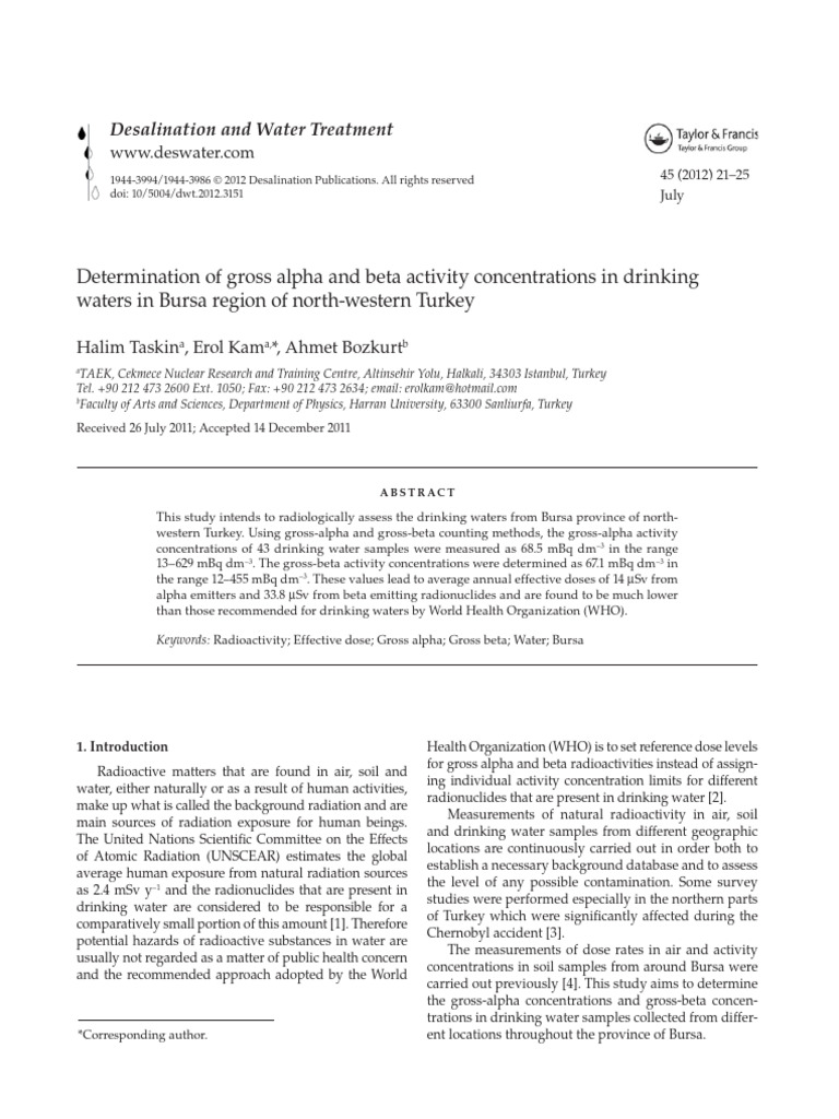 Determination of Gross Alpha and Beta Activity Concentrations in ...
