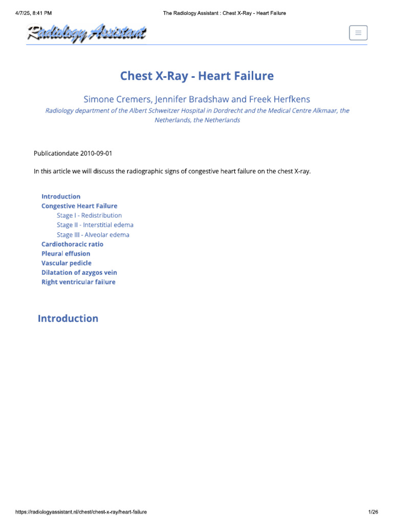 Chest Xray Heart Failure | PDF