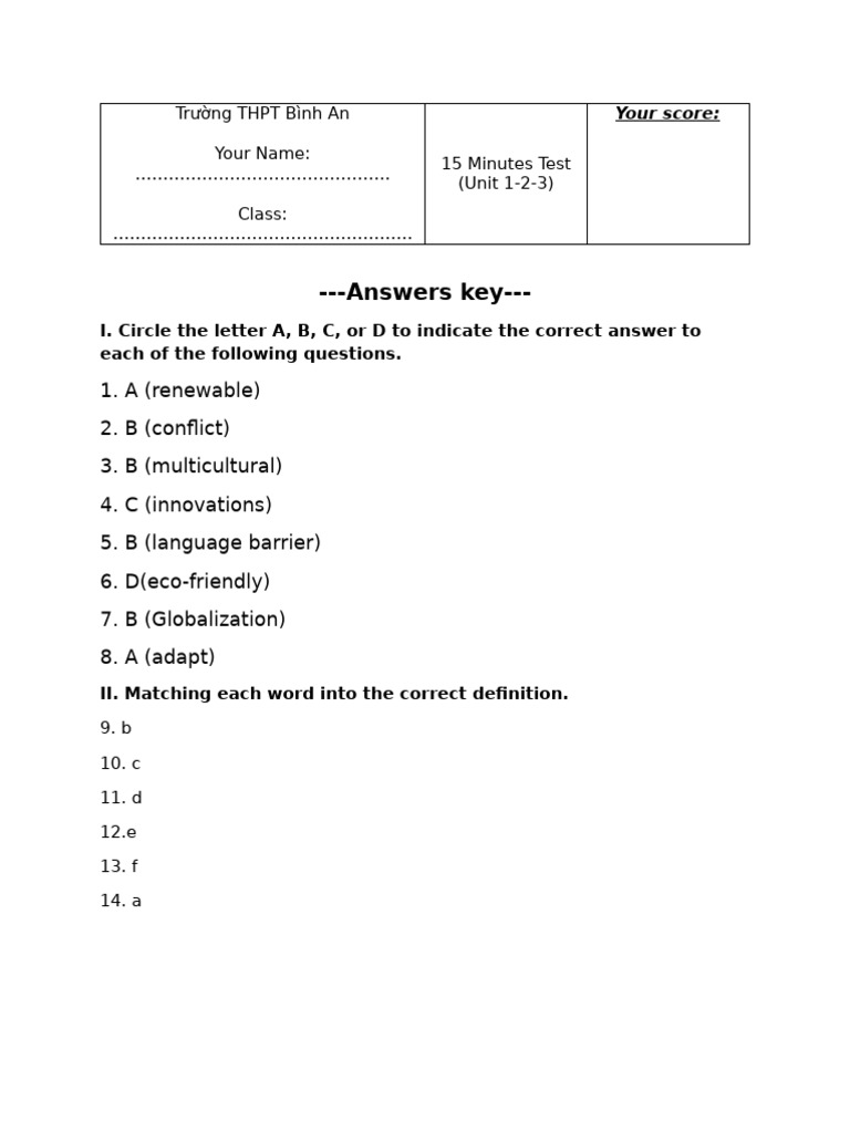 Week 8 Answer Key | PDF